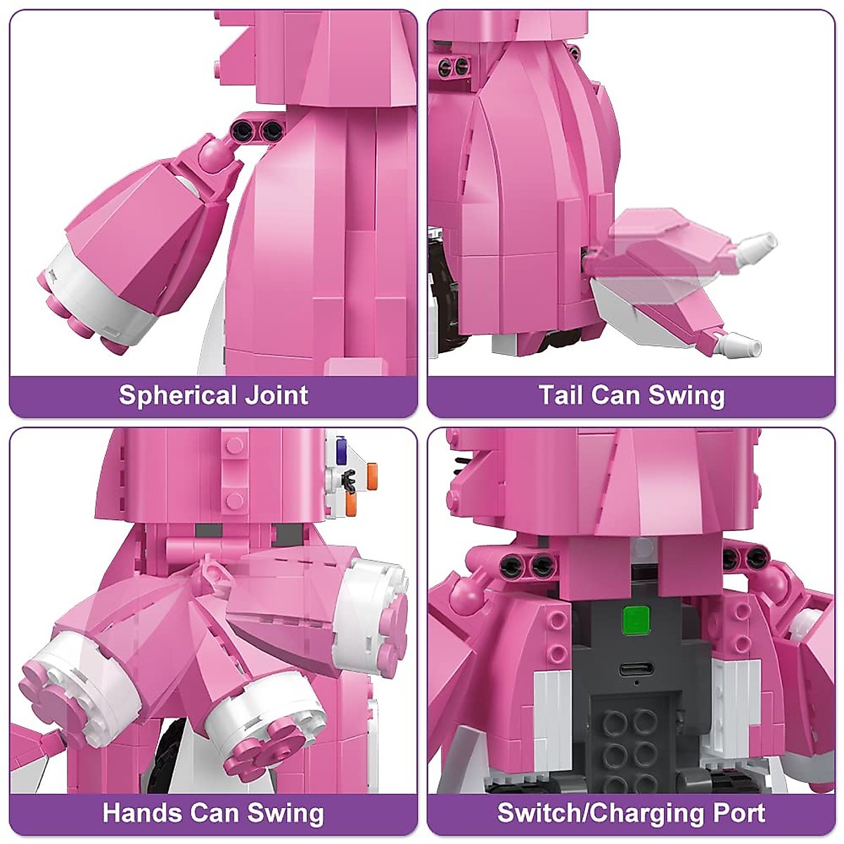 Mould King Technical STEM Projects Robots Animal Robot Fox Toy Building Toys with RC Robot Building Blocks Toy, Remote Control Building Blocks Robot Toys Gifts for Age 8+ and Adults Dark Pink(438 PCS)