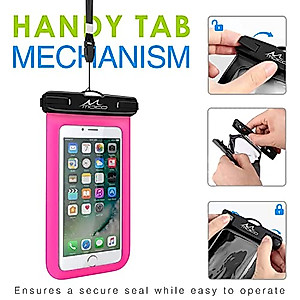 MoKo Waterproof Phone Pouch Holder 2Pack, Underwater Cellphone Case Dry Bag with Lanyard Armband Compatible with iPhone 14 13 12 11 Pro Max X/Xr/Xs/SE 3, Samsung S21/S10, Black+Magenta