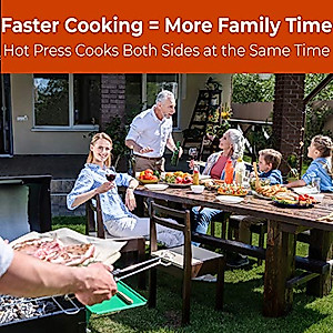 Versatile, Safe-Touch 8x4in Cast Iron Grill Weight 1pc. Perfect Meat Press With Wooden Handle for Crispy Bacon, Evenly Cooked Steak and Healthier Burgers. Great for Flat Top, Oven, Griddle and Skillet