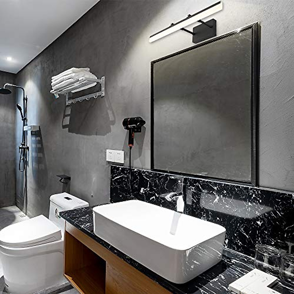 YHTlaeh Adjustable LED Bathroom Vanity Light Fixture Wall Cabinet 18W 24inch Matte Black Natural White Light 4000K for Makeup Bathroom Lighting Over Mirror (24in Non Dimmable)