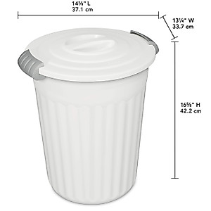 Sterilite 24 Qt Latching Utility Can w/ Lid, Bin to Store Sand, Rock Salt, Soil, Pet Food or Birdseed in the Garage or Mudroom, White, 6-Pack