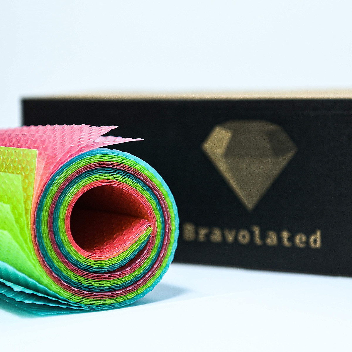 Bravolated 12 Pack Refrigerator Mats Shelf Liners for Glass Shelves (4 Green 4 Blue 4 Red) Fridge Liners Washable Pads Liners for Refrigerator EVA Shelf Liner