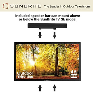 SunBrite SE 43-inch Partial Sun Outdoor TV | 4K Ultra HD LED Weatherproof Television - includes Speaker bar (SB-SE-43-4K-BL)