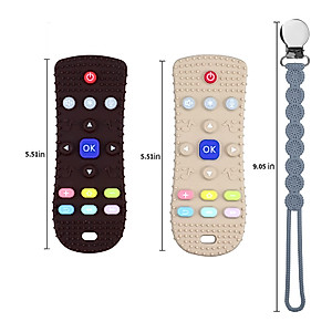 Viyuse Remote teether for Baby, Soft Chew Toys with TV Remote Control Shape, Early Educational Sensory Toy for Babies Teething Relief and Soothe Sore Gum Infant Teether for 3-12 Months