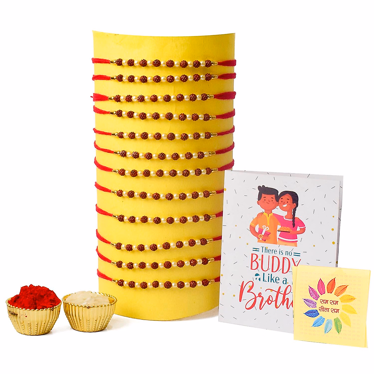 SATVIK 12 Pc Rakhi for Brother Bhaiya Bhabhi Traditional Handmade Assorted Designer Rakhi Set Roli Chawal, Greeting Card & Soun Stickers Rakhi Thread Rakhdi Bracelets Rakshabandhan
