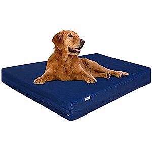 Dogbed4less XL Orthopedic Waterproof Memory Foam Dog Bed with Durable Denim Cover for Large Dogs and Extra Pet Bed Cover, 47X29X4 Fits 48X30 Crate