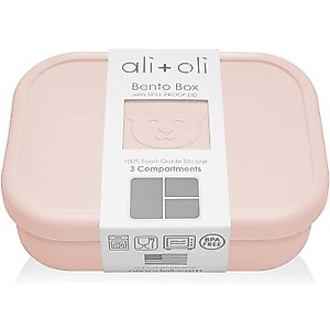 Ali+Oli Leak Proof Bento Box (Blush) Food-Grade Silicone Bento Box, BPA, Phthalate, Lead, & PVC Free - Bento Lunch Box for Kids and Adults - Leak Resistant Sets With Lids Container
