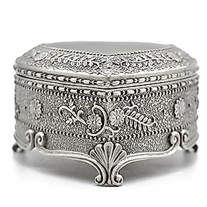 AVESON Classic Vintage Heart Shape Metal Jewelry Box Ring Trinket Storage Organizer Chest Christmas Gift