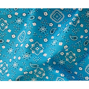 Bandana Turquoise Poly Cotton 58 Wide Fabric by The Yard (F.E.