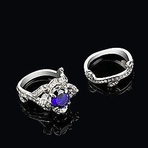 MILIMIEYIK Handmade Jewelry, Oval Cut Amethyst Topaz Silver Ladie's Ring Vintage White Diamond Engagement Wedding Band