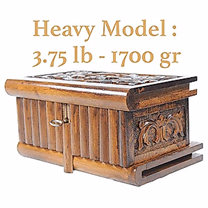 Tubibu Walnut Treasure Within Puzzle Secret Magic Box Hand Made Unique Jewelry Box with Hidden Key 10"x6"x5" (25cmx15cmx12cm)