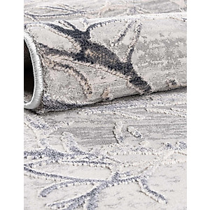 Unique Loom Finsbury Collection Area Rug - Anne (5' 3" x 8' Oval, Gray/ Beige)