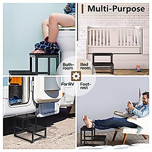 Wooden Step Stools for Adults Kids, Kitchen Step Stools, Heavy Duty 2 Step Stool, Bed Steps for High Beds for Adults, Foot Stool, Bathroom Stools, Hold Up to 500Lb