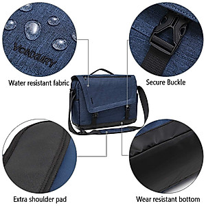 Messenger Bag for Men, Lightweight Water Resistant 15.6 Laptop Shoulder Bag for Business Office by Vonxury Blue