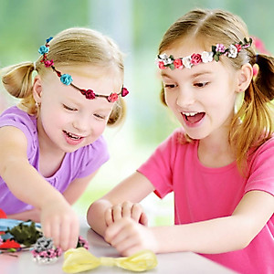 WILLBOND 146 Pcs Flower Crowns Making Kit Flower Crowns Garland Make Your Own Flower Crown Wreath Headbands and Bracelets Craft Kit Handmade Arts and Crafts DIY Floral Crown Garland for Girls Kids