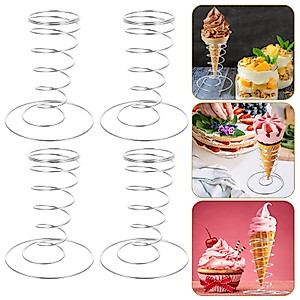 Hemoton 4pcs Cone Ice Cream Exhibition Cone Display Stand Waffle Cone Display Holder Ice Cream Stand Cupcake Toppers Shelf Brackets Waffles Ice Cream Cone Holder Stainless Steel Plant Food