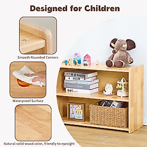 SHINITOY Kids' Bookcases 2 Section Montessori Shelf, Book Shelf for Kids Rooms, Montessori Shelf for Toys, Montessori Toy Storage, Montessori Toy Shelf, Book Shelf for Nursery
