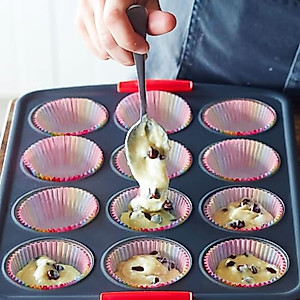 TRUSBER Cupcake Liners, 100 pieces Rainbow Baking Cups Paper Muffin Wrappers Nonstick Muffin Molds Baking Cup Holders for Wedding, Birthday, Baby Shower or Holiday Party