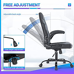Gaming Chair - Computer Chair Ergonomic Office Chair PU Leather Desk Chair Executive Adjustable Swivel Task Chair with Flip-up Armrest