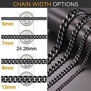 Black Chain 12mm 14inch Choker for Women Black Chain Necklace Large Chain Choker