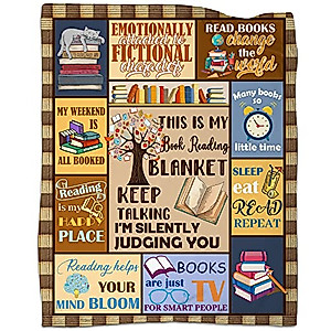 KOLVIIV Book Lovers Gifts Blanket Gifts for Book Lovers Women Librarian Gifts Throw Blanket Book Club Bookworm Gifts for Reading Lover Bookish Blankets 60"x50"