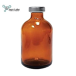 50ml Sterile Amber Vial 2pk Silver Aluminum Seals Gray Rubber stopper