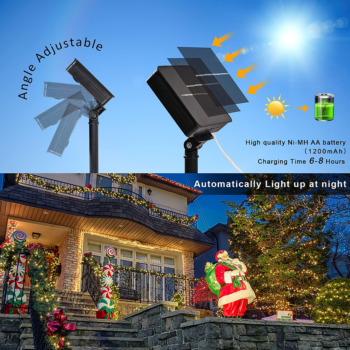 BETELNUT 2 Pack Each 72FT 200LED Solar String Lights Outdoor Garden Waterproof W/ 8 Lighting Modes, Durable Fairy Lights Twinkle Lights for Home Decor Patio Garden Wedding Party (Cool White)