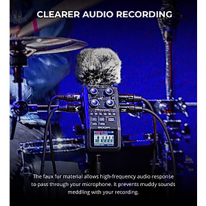 Blucoil Outdoor Microphone Furry Windscreen Muff - Mic Fur Cover Compatible with Zoom H1N, H2N, H5, H6, H8, and Q2N-4K Audio/Video Recorders