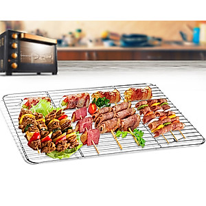 TeamFar Baking Rack, Cooling Roasting Rack Stainless Steel for Baking Sheet Oven Pan, Healthy & Rust Free, Oven & Dishwasher Safe - Set of 3 (15.2’’×11.1’’)