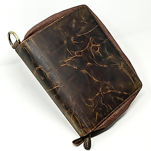 MstrSktch Deluxe Leather Journal Cover and 21 Loop Case for Travel 5.5 x 8.25 A5 Moleskine LEUCHTTURM 1917 Journals Notebooks Planners & Sketchbooks - Double Zipper Combo Design