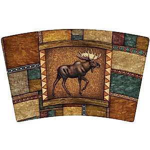 Mugzie "Moose Tapestry" Stainless Steel Travel Mug with Insulated Wetsuit Cover, 20 oz, Black