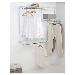 Rubbermaid Configurations Classic Closet Kit, White, 3-6 Ft., Wire Shelving Kit with Expandable Shelving and Telescoping Rods, Custom Closet Organization System, Easy Installation