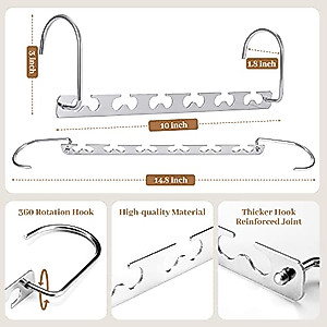 DECOZY Magic Clothes Hangers Smart Closet Saver Pack of 6 – Heavy-Duty Chrome Steel, Space Saving Wonder Hanger Wardrobe Organizer System for Wrinkle-Free Organization