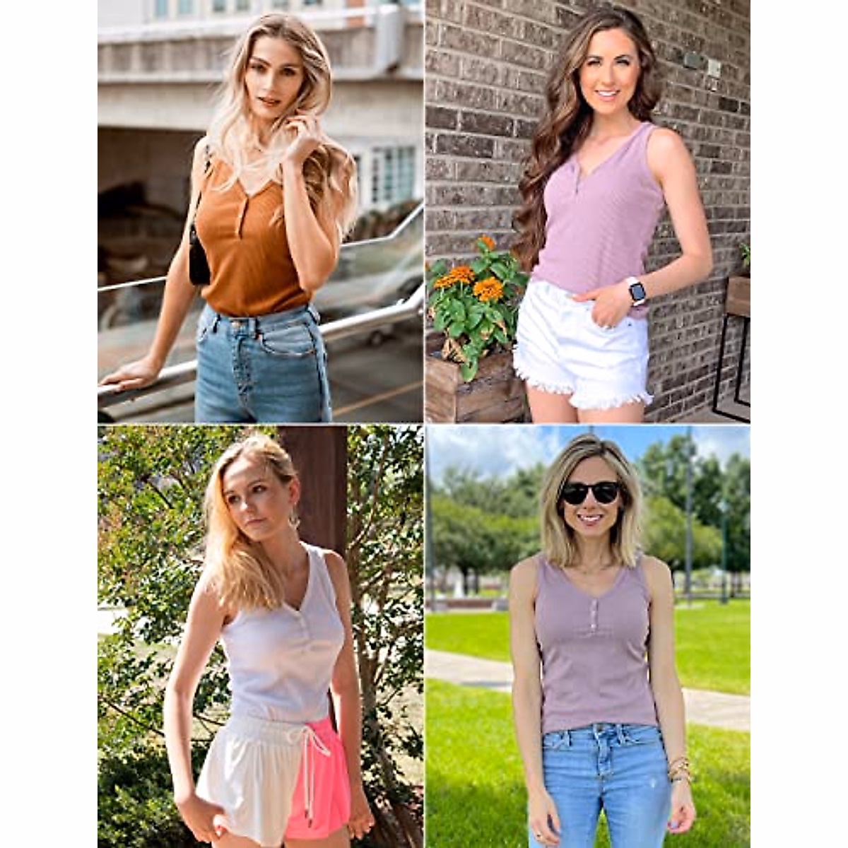 MEROKEETY Women's 2024 Casual Tank Tops Summer Solid Color Ribbed Sleeveless Basic Shirts, White, M