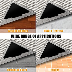 Rug Tape , 10 Pcs Double Sided Non Slip Reusable Rug Stopper, Washable Rug Tape for Hardwood Floors, Tile Floors, Carpets, Floor Mats, Wall (Black)