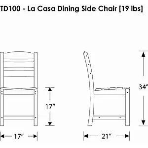 POLYWOOD TD100SA La Casa Café Dining Side Chair, Sand