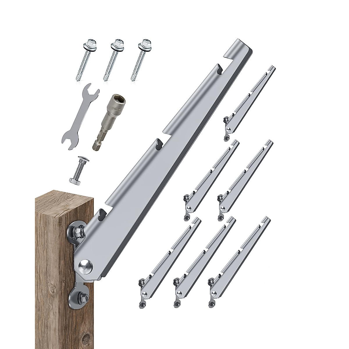 Hwedra Barbed Wire Arm for Flat or Surface Mount, Hot-Dip Galvanized Steel Barb Wire Arm Extender for PVC and Wood Fences, Barbed Wire Fence Extensions, All Bolts&Spanner Included 7Pcs…