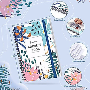 JUBTIC Address and Password Book with Alphabetical Tabs Hardcover Spiral Bound Address Organizer for Contacts,Internet Website Logins,Telephone Book Notebook Journal for Home Office,5.2" x7.7"