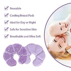 NEWGO Breast Ice Pack 2 Pack Gel Ice Pack for Breast Surgery, Reusable Nursing Ice Pack Hot or Cold Therapy Breast Pad for Breastfeeding, Engorgement Relief (Purple)