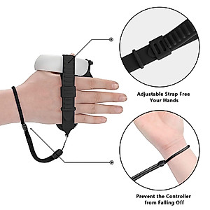 TOMSIN Touch Controller Grip Cover for Oculus Quest 2 with Silicone Face Cover, Protective Lens Cover, Silicone Handle Strap Combo, Sweatproof Lightproof Anti-Throw Accessories Set (Black)