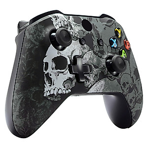 eXtremeRate Lonely Skull Patterned SoftTouch Front Housing Shell for Xbox One S & Xbox One X Controller, Custom Faceplate Cover for Xbox One Wireless Controller Model 1708 - Controller NOT Included