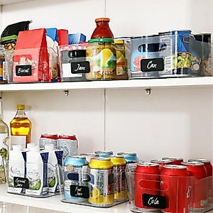 [ 12 Pack ] Multi-Use Clear Bins for Organizing - Fridge, Refrigerator Organizer Bins - Pantry Organization and Storage - Plastic Containers for Home, Kitchen, Freezer, SOHO Collection, Canbinet, RV