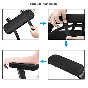 Addabst Office Chair Armrest Pads, 2 Pcs Thick Office Chair Armrest Covers, Removable Gaming Chair Arm Pads (Black)