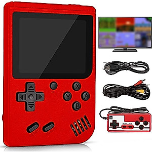 Retro Handheld Game Console with 500 Classic FC Games, Portable Retro Game Console, 3-inch LCD Screen and Add-on Controller, Handheld Game Console Supports Connectivity to TV and Two Players (RED)