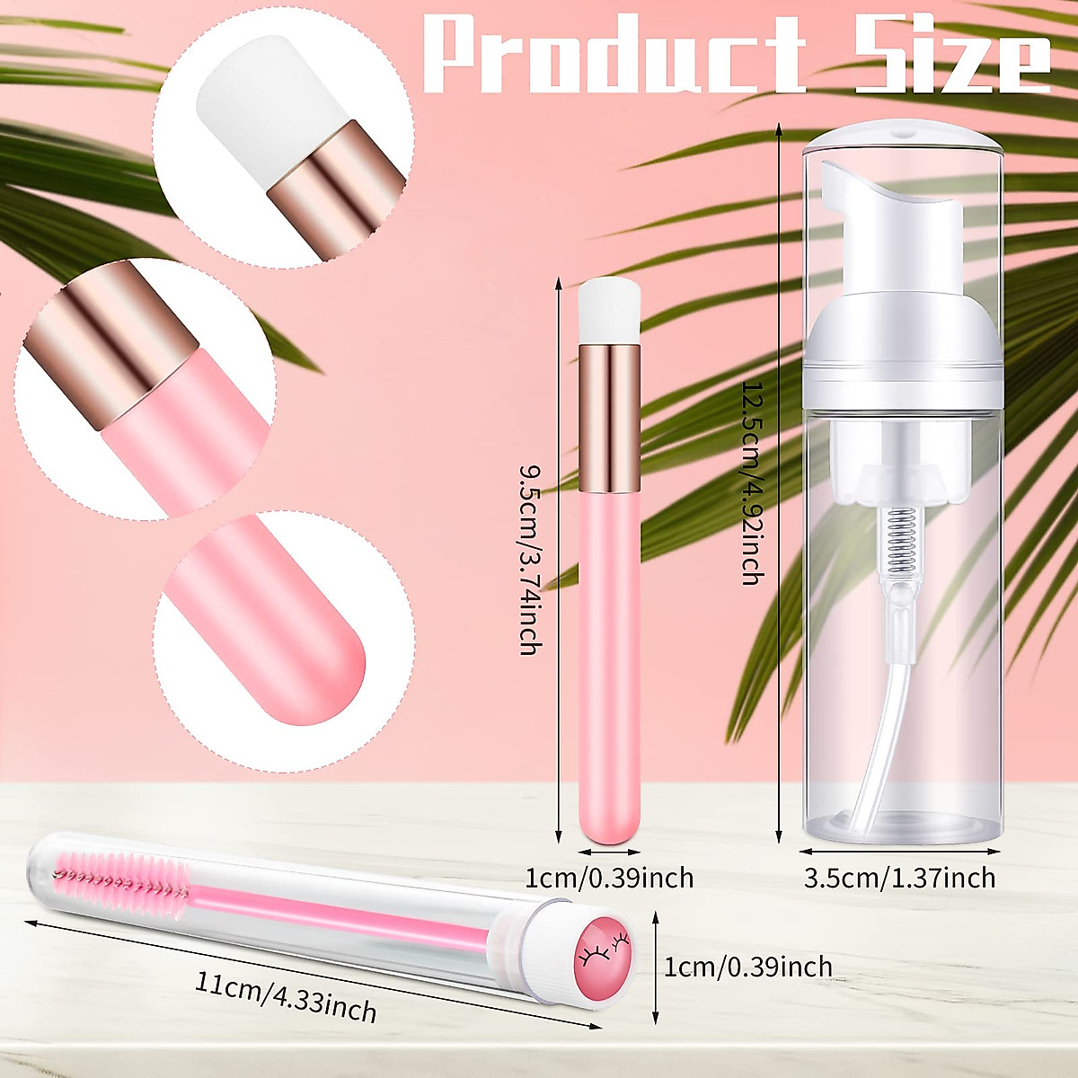 30 Pieces Nose Brushes Set 1.8oz Empty Bottle Travel Soap Bottle and Lash Shampoo Brushes Diamond Eyelash Foaming Soap Pump Dispenser Lash Wand Makeup Tool for Women, 50ml(Black)