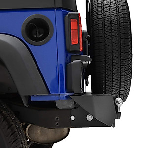 EAG 2007-2018 Jeep Wrangler JK Rock Crawler Rear Bumper with Hitch Receiver D-ring Shackle