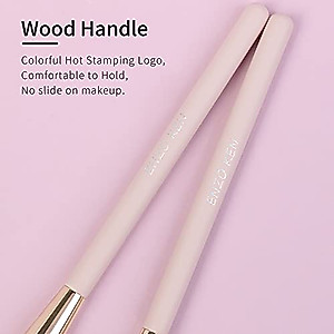 Angled Concealer Brush Under Eye by ENZO KEN, Small Nose Contour Brushes for Dark Circles Puffiness, Face Eyebrow Puffy Eyes, Mature Skin, Length Natural Light, BB Cream Liquid Blending (11-M-Pink)