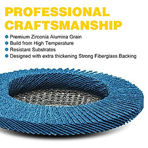 PRETEC Flap Discs 4 1/2 for Angle Grinder, 12 Pcs Flap Discs 40/60/80/120 Grit, 4.5" x 7/8" High Density Zirconia Type 27 Flap Sanding Disc for Grinding, Rust Removal, Sanding and Finishing -12 Packs