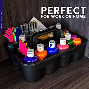 BISupply Large Cleaning Caddy Organizer with Handle 4 Pack - Black Portable Cleaning Supplies Caddies