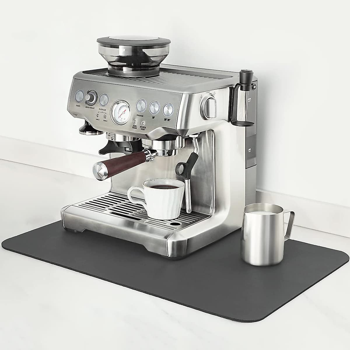 Mimore Coffee Mat - Coffee Bar Mat for Countertop 24x16 - Absorbent Hide Stain Anti-Slip Coffee Bar Accessories Under Espresso Machine Coffee Maker Mat (Dish Drying Mat)